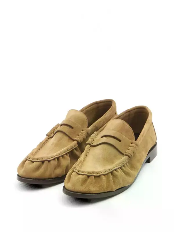 Saint Laurent Gathered Cassandre Loafers - Neutrals