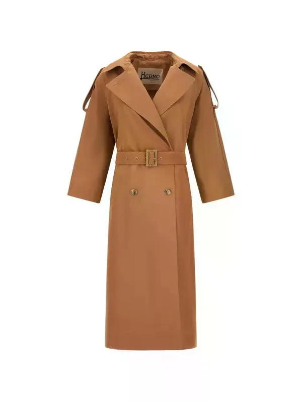 Herno Belted Double-breasted Coat - Brown
