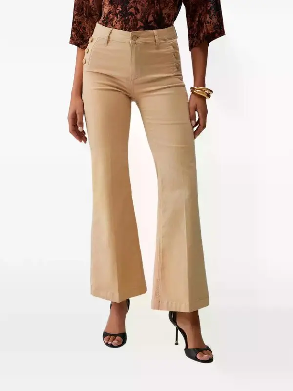 Liu Jo Logo Button Flared Jeans - Neutrals