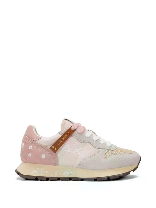 SUN 68 Floral-embroidered Sneakers - Neutrals