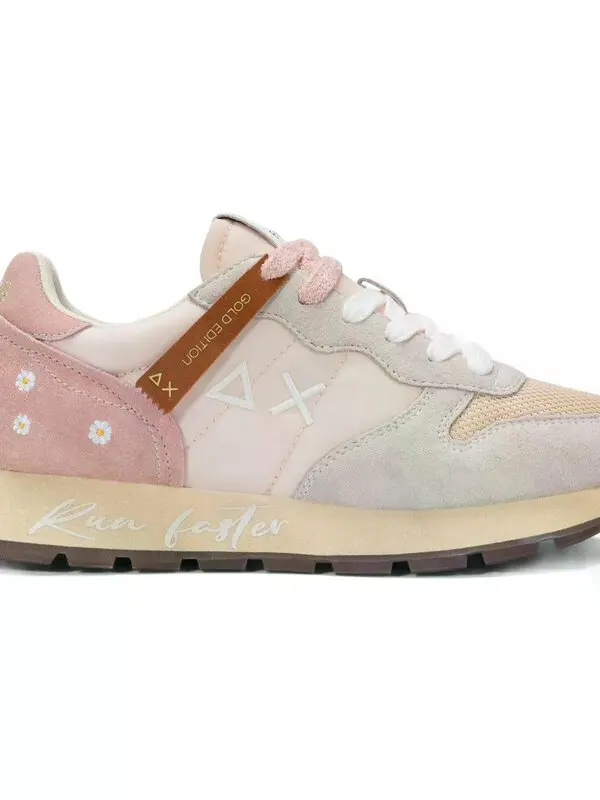 SUN 68 Floral-embroidered Sneakers - Neutrals