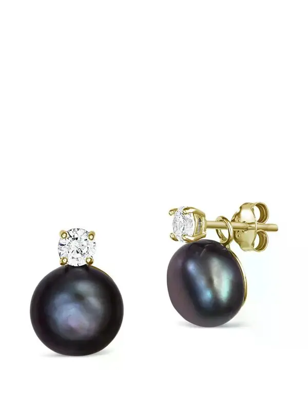 OBSIDIAN Pearl Stud Earrings - Gold