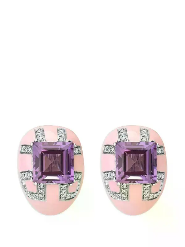 ANDREOLI Alia Diamond Amethyst Earrings - Silver