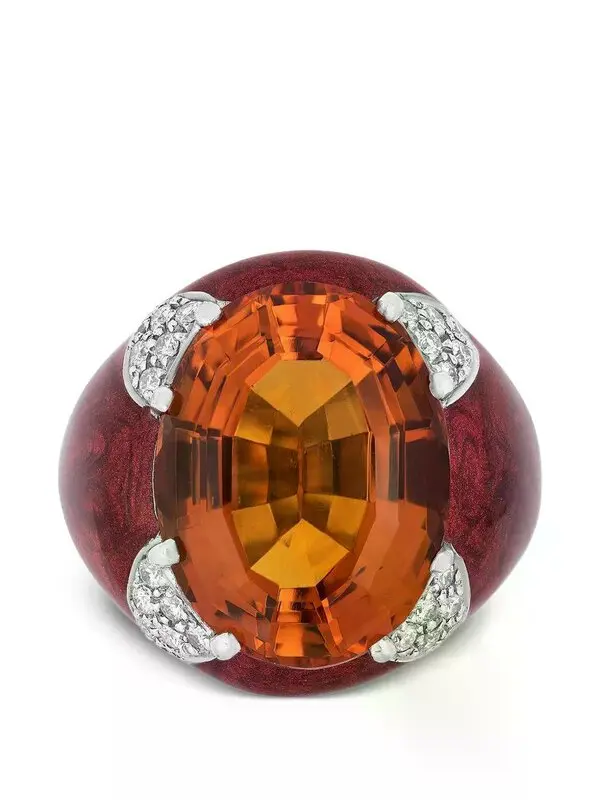 ANDREOLI Diamond And Citrine Ring - Silver