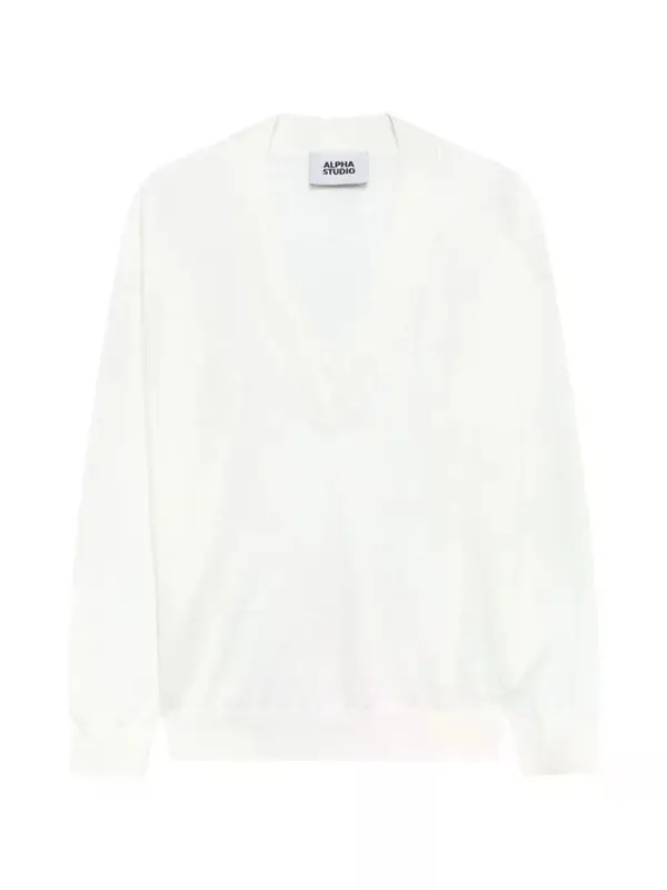 Alpha Studio V-neck Sweater - White