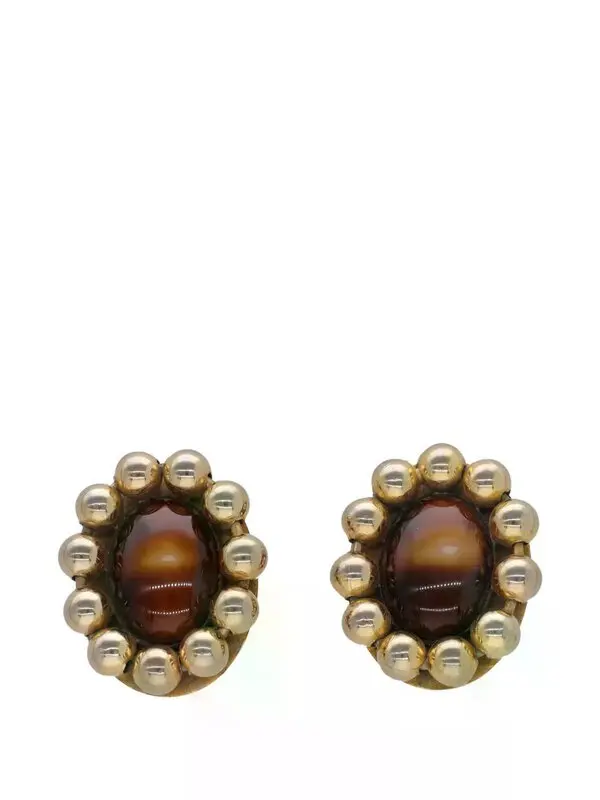 Vintage Beaded Clip-on Earrings - Gold