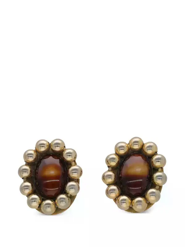 Vintage Beaded Clip-on Earrings - Gold