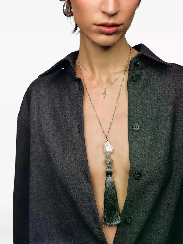 OBSIDIAN Tasseled Necklace
