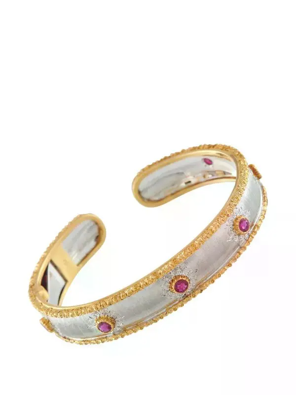 Buccellati Engraved Ruby Cuff Bracelet - Gold