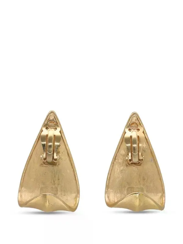 Vintage Clip-on Triangular Earrings - Gold