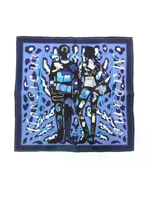 Hermès 2000-2010 Monsieur Et Madame Silk Scarf Scarves - Blue