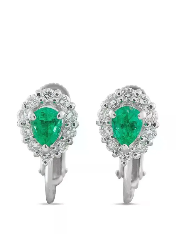 LB EXCLUSIVE Diamond And Emerald Earrings - Silver