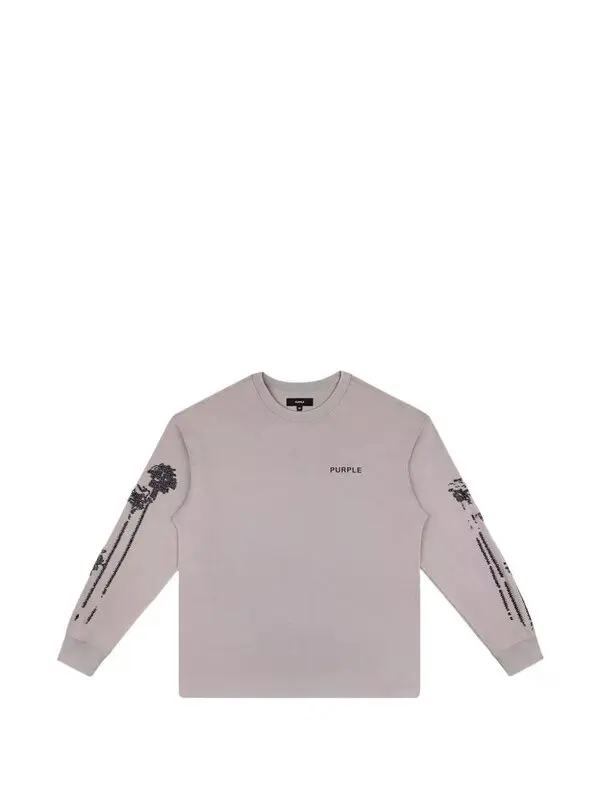 PURPLE BRAND Textured Long-sleeve T-shirt With Beaded Embellishments - Neutrals