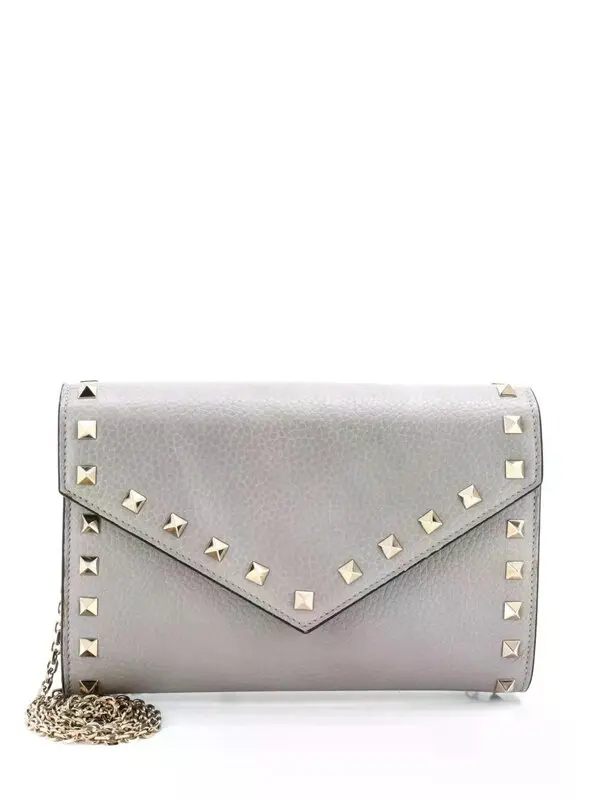 Valentino Garavani Rockstud Envelope Chain Wallet - Grey