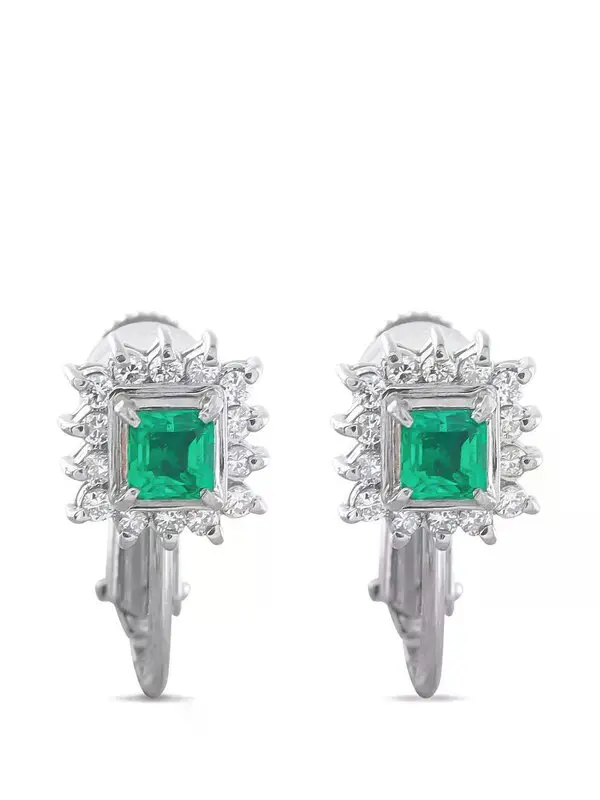 LB EXCLUSIVE Engraved Emerald Earrings - Silver