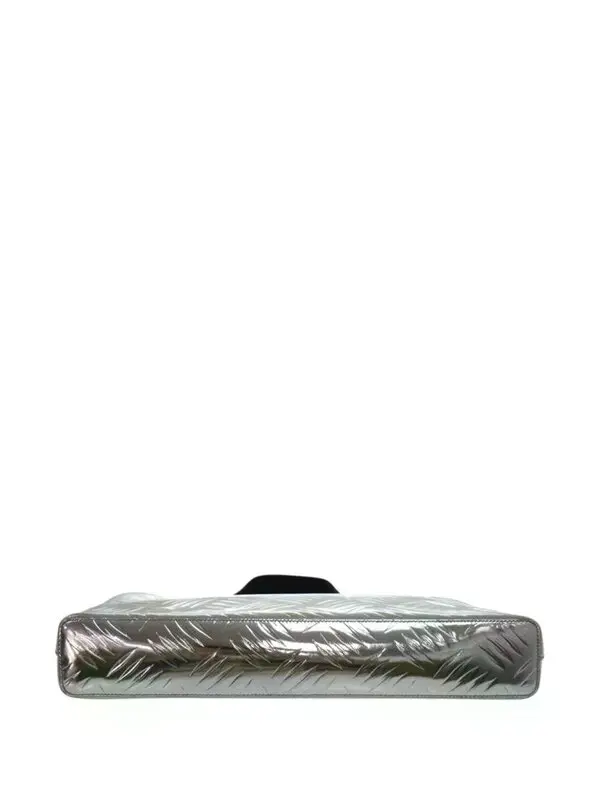 Prada Metallic Spazzolato Embossed Leather Tote Bag