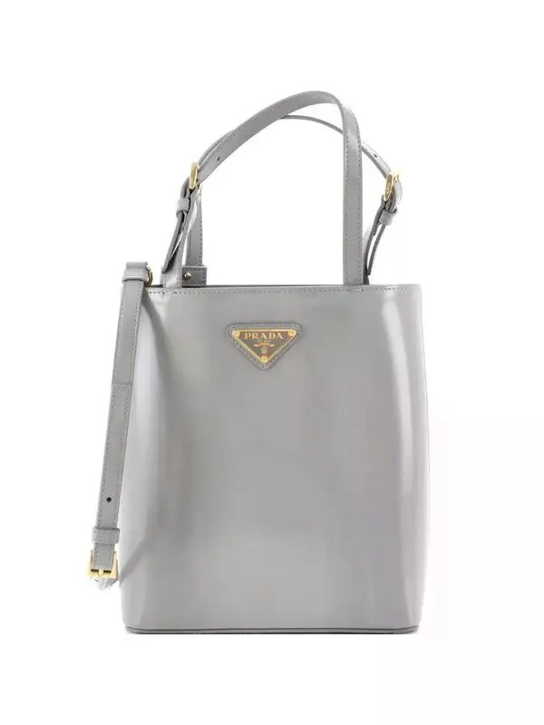 Prada Logo Convertible Brushed Leather Tote Bag