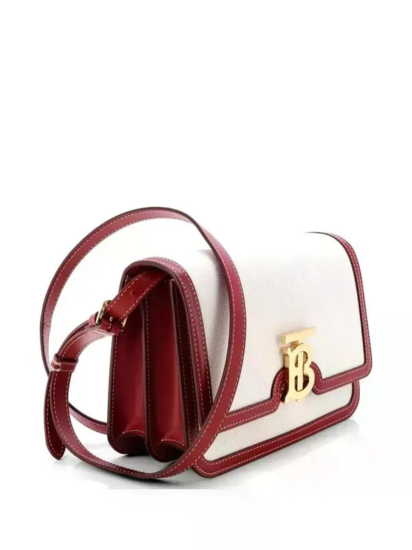 Burberry Tb Flap Bag Canvas Small Shoulder Bag - White