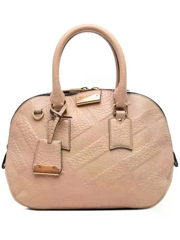 Burberry 2012-2025 Medium Heritage Grain Check Embossed Orchard Bowling Bag Satchel