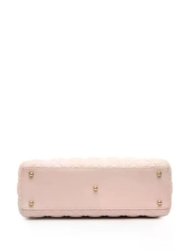 Dior 2018 Large Lambskin Cannage Lady Satchel - Pink