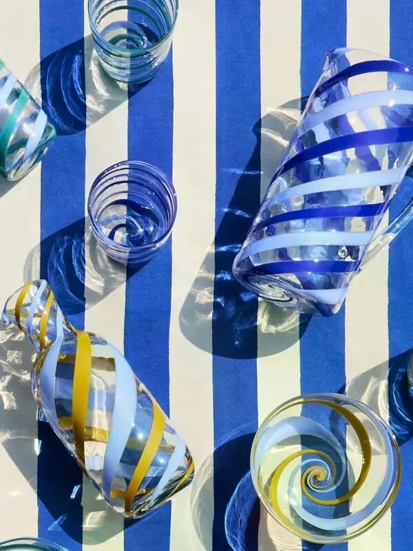 LISA CORTI Striped Pervinch Glass - White