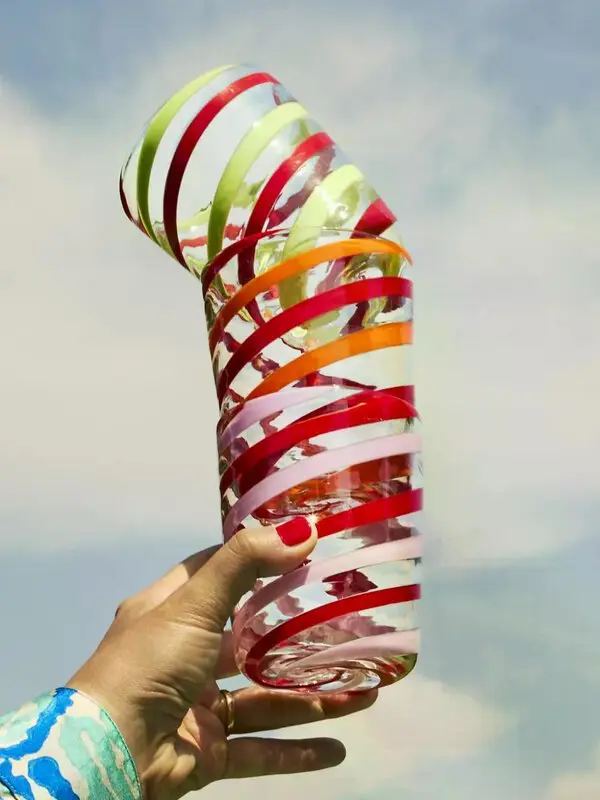 LISA CORTI Striped Pervinch Glass