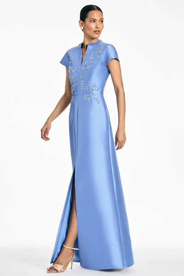 Sachin & Babi Embellished Mikado A-line Gown - Opal
