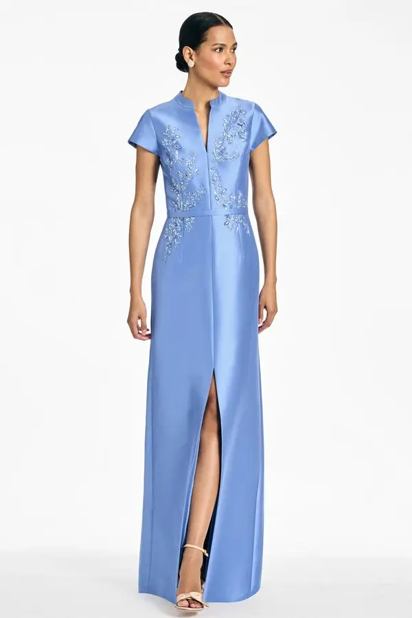 Sachin & Babi Embellished Mikado A-line Gown - Opal