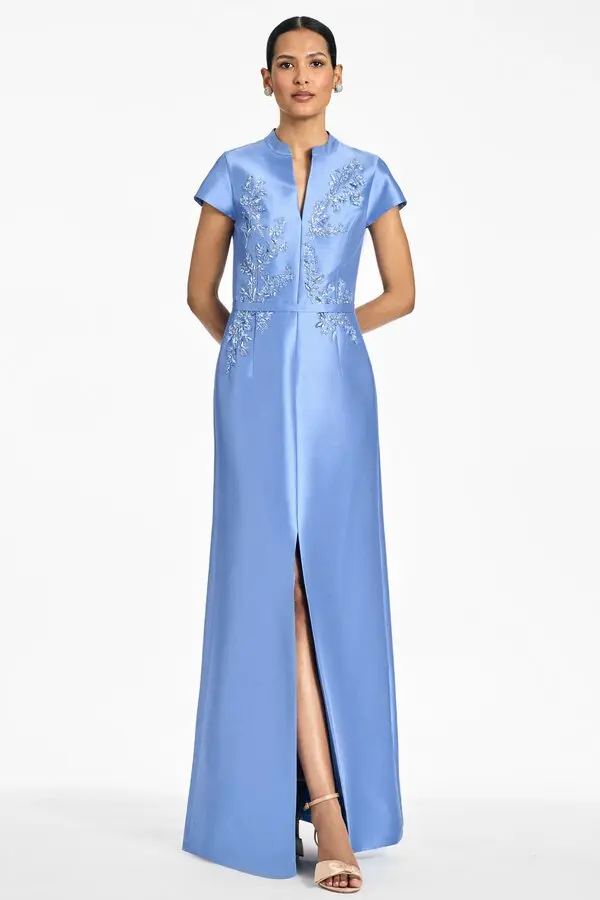 Sachin & Babi Embellished Mikado A-line Gown - Opal