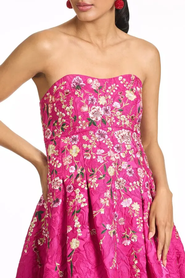 Sachin & Babi Embroidered Gown - Deep Fuchsia