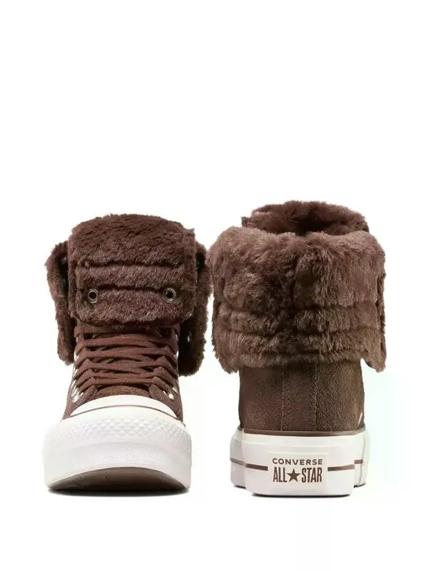 CONVERSE Chuck Taylor All Star Fold-over Lift Platform Xhi Faux Fur Sneakers - Brown