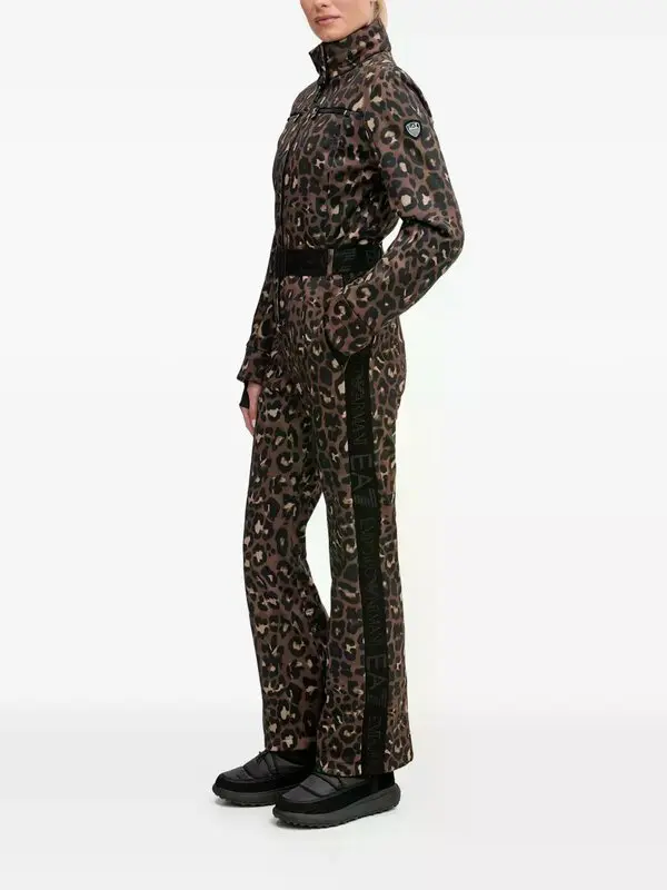 EA7 Leopard-print Belted Ski Suit