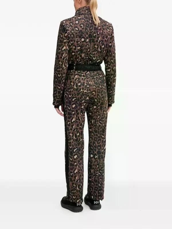 EA7 Leopard-print Belted Ski Suit