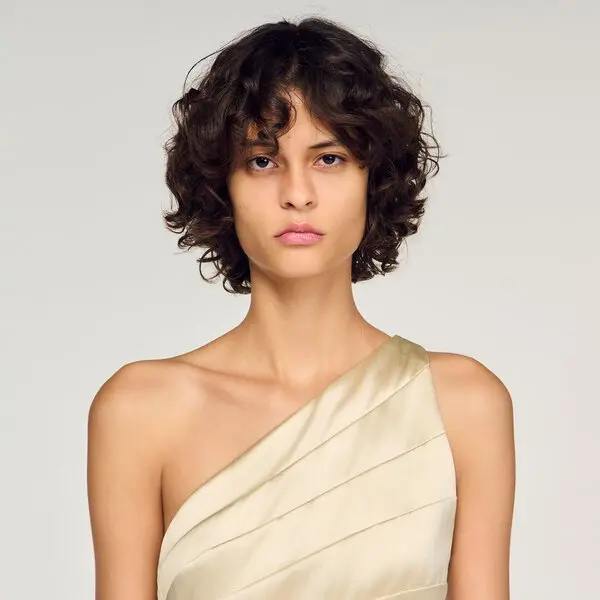 Sandro Satin-effect Mini One-shoulder Dress - Latte