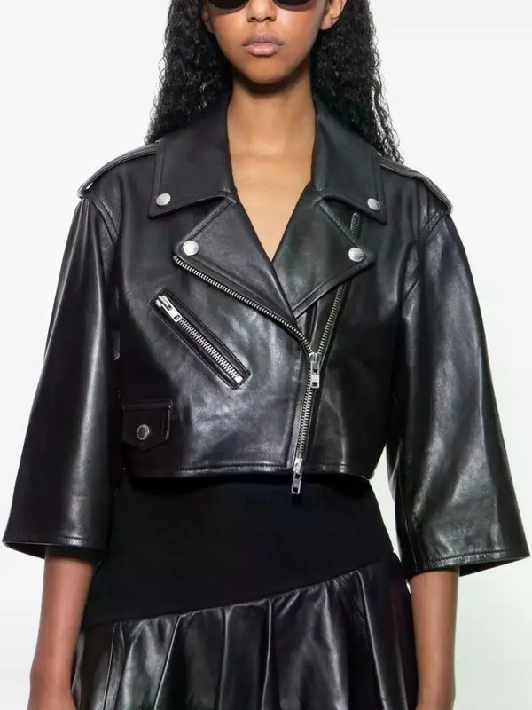 STAND STUDIO Piper Cropped Leather Jacket