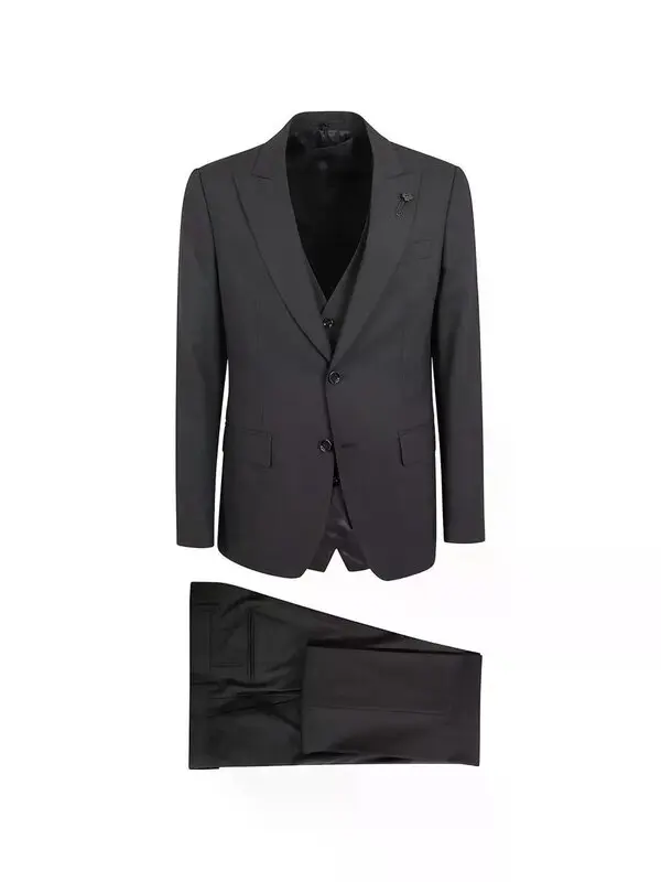 LARDINI Flower-pin Buttoned Suit - Grey