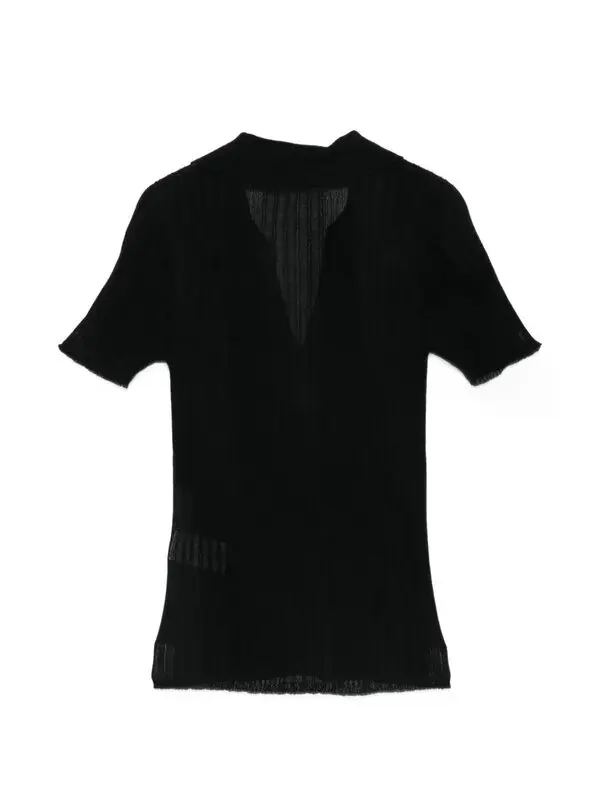 ROBERTO COLLINA Collared Ribbed Top - Black