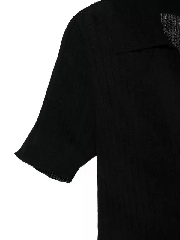 ROBERTO COLLINA Collared Ribbed Top - Black