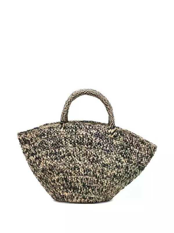 IBELIV Woven Top Handle Raffia Tote Bag - Black