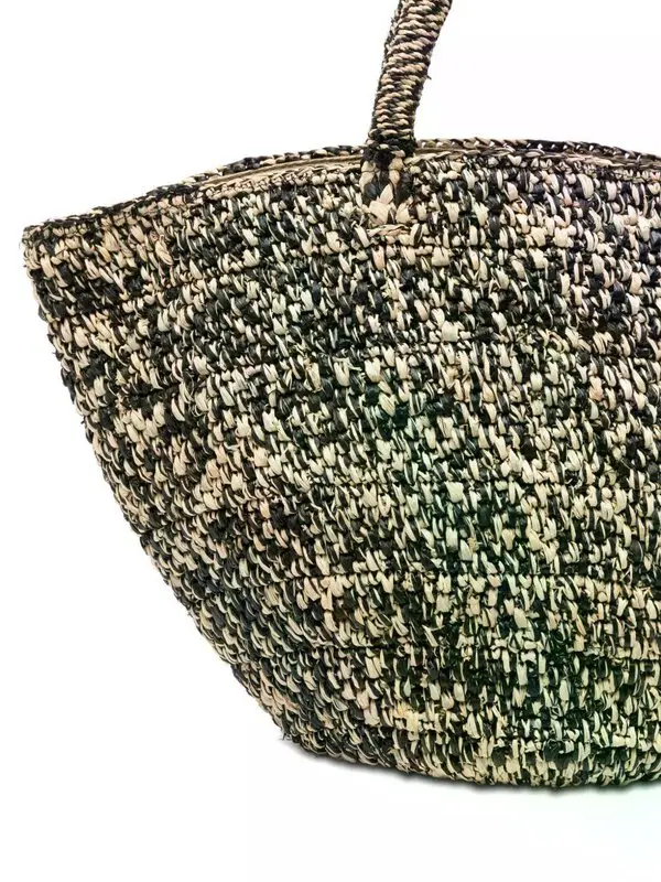 IBELIV Woven Top Handle Raffia Tote Bag - Black