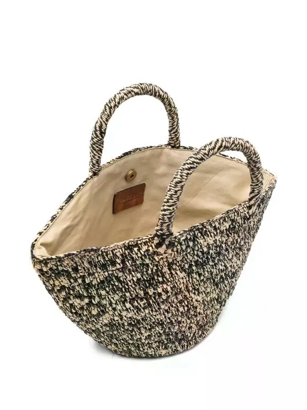 IBELIV Woven Top Handle Raffia Tote Bag - Black