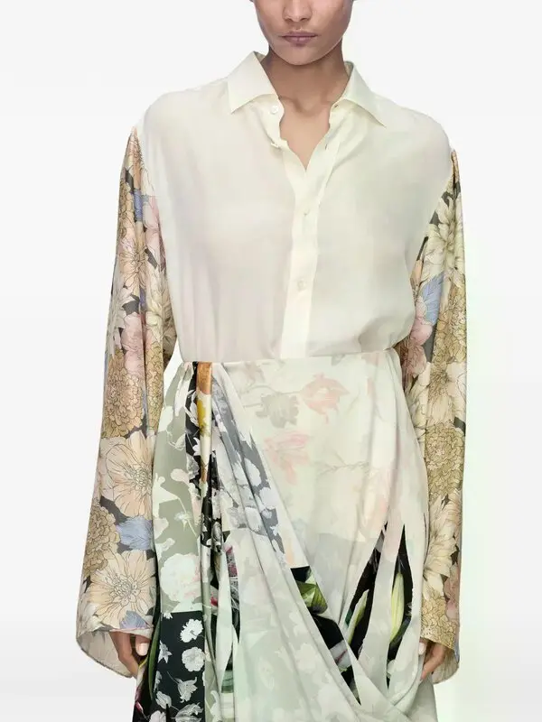 MAISON MARGIELA Silk Floral Shirt - Neutrals