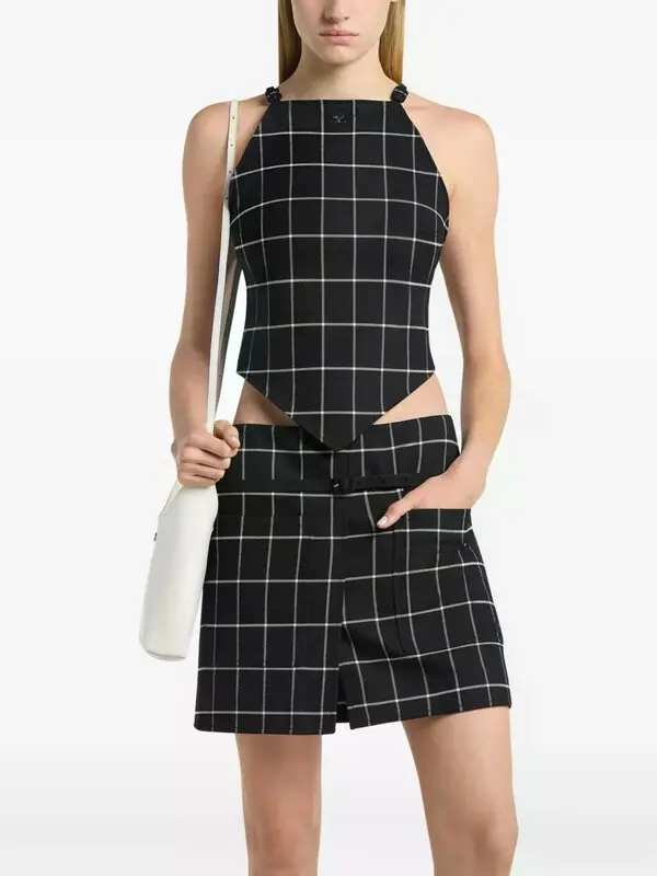 COURREGES Halterneck Checked Tank Top