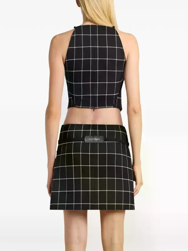 COURREGES Halterneck Checked Tank Top