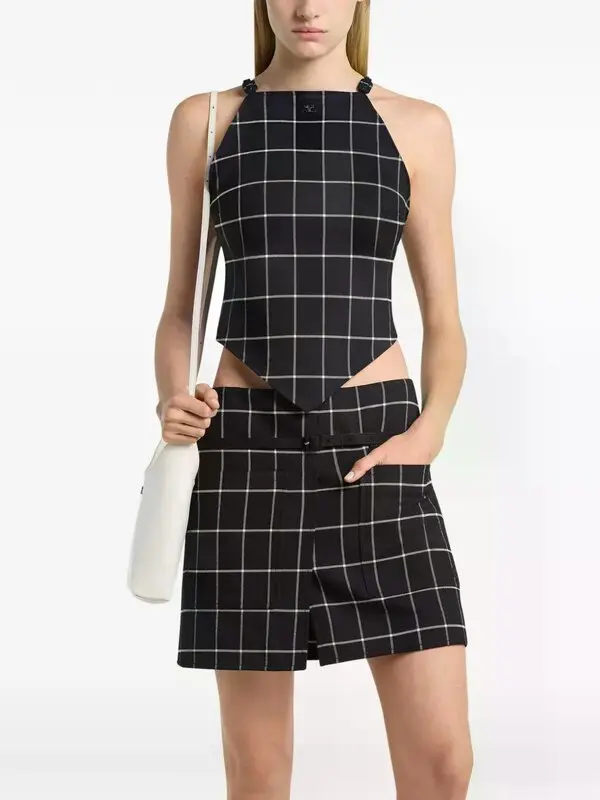 COURREGES Halterneck Checked Tank Top - Black