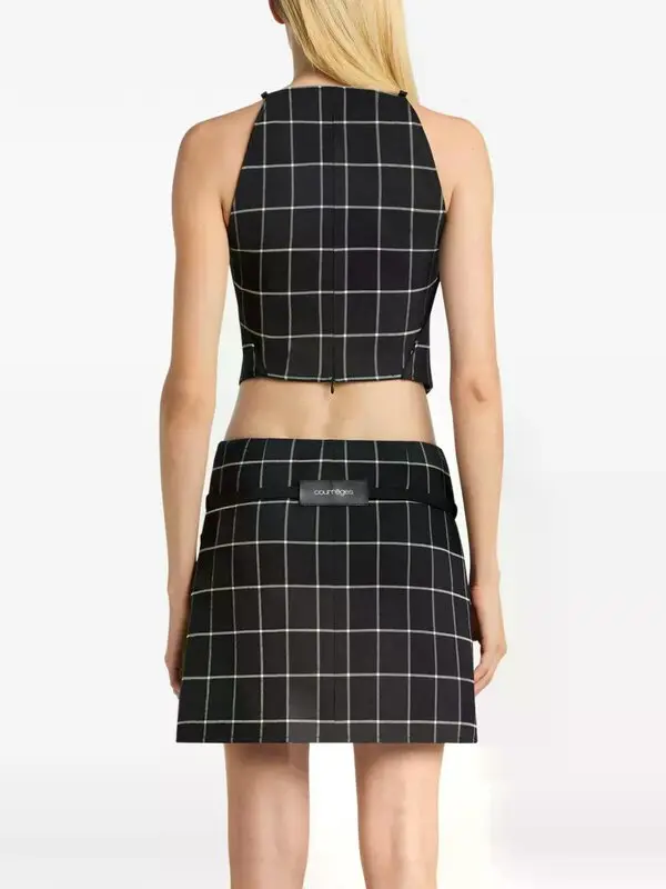 COURREGES Halterneck Checked Tank Top - Black