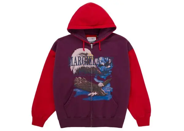 Supreme Mm6 Maison Margiela Eagle Zip Up Hooded Sweatshirt - Red