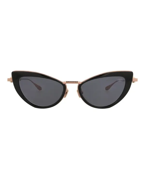 Valentino Garavani Acetate And Metal Cat Eye Sunglasses - Black Rose Gold Grey (vls/102a/50)