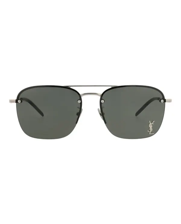 Saint Laurent Aviator Frame Metal Sunglasses - Silver Silver Grey (sl309m/30014272/002)