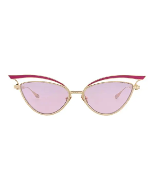 Valentino Garavani Cat Eye Metal Sunglasses - Gold Gold Pink (vls/118d/55)